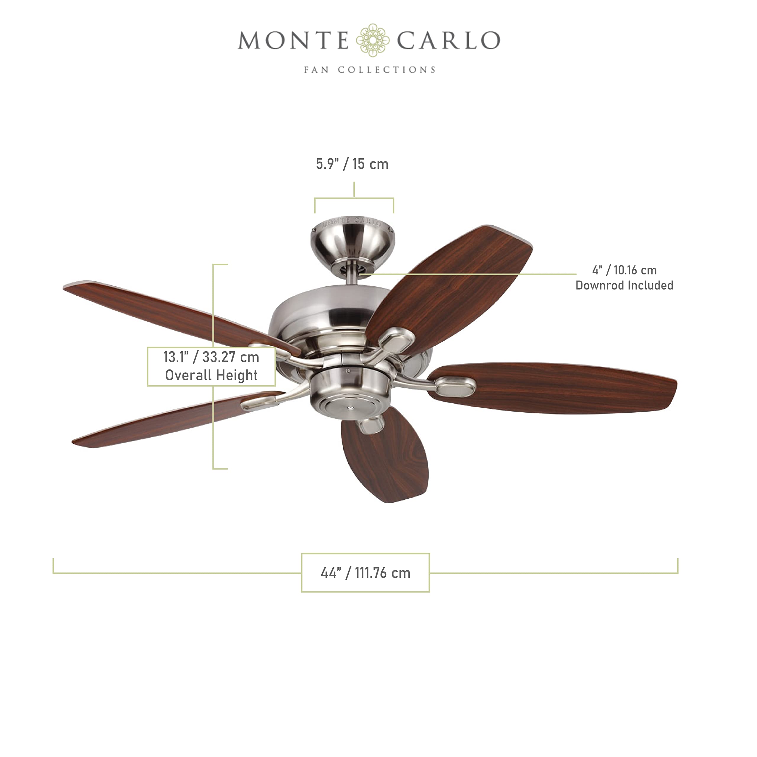 Monte Carlo Fan Blades Monte Carlo Discus II 44" Nickel Ceiling Fan