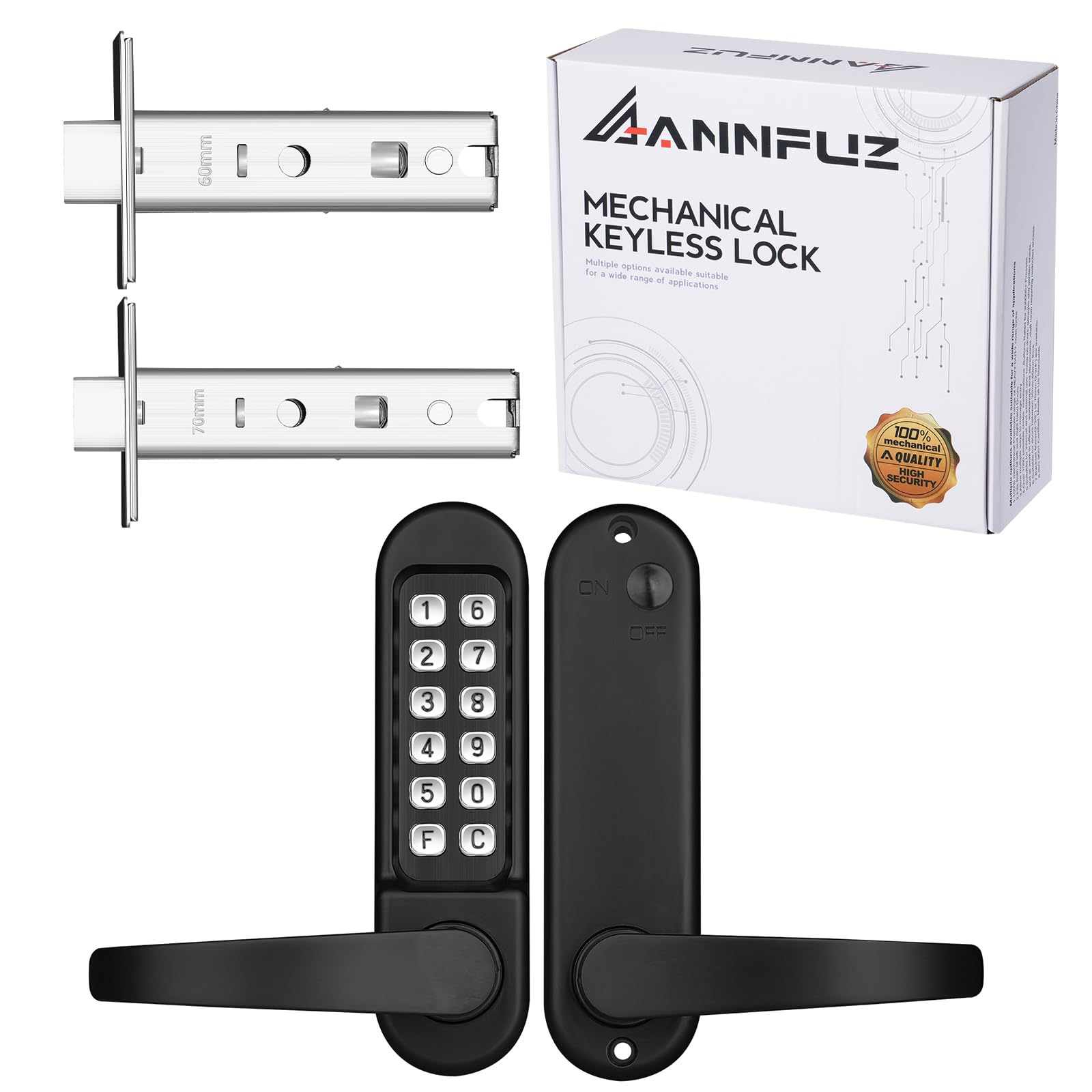 Mechanical Keyless Entry Door Lock with Handle,Push Button Door Lock ...