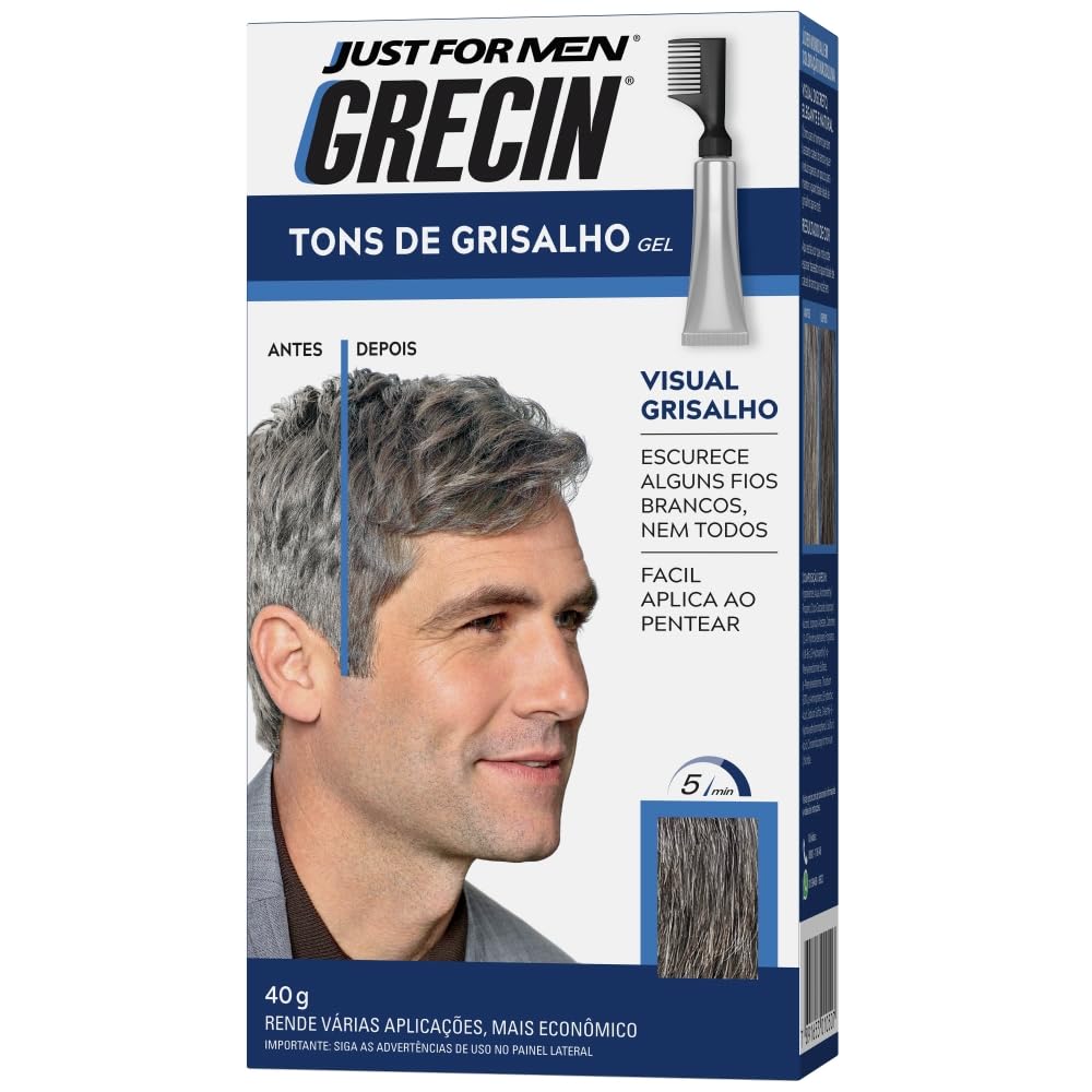 Just For Men Grecin, Gel Tonalizante para Cabelo, Tons de Grisalho com ...