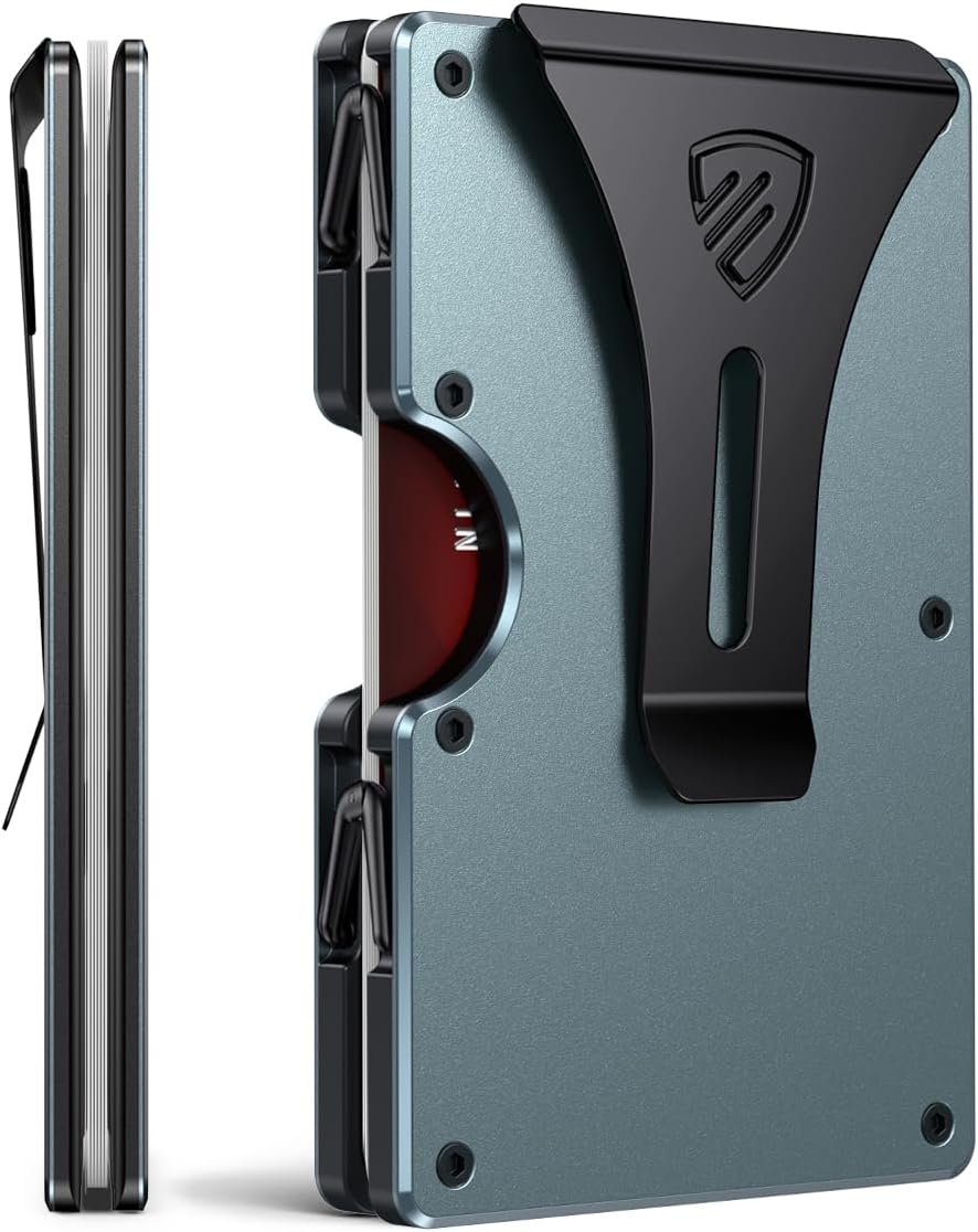 Amazon.com: RUNBOX Minimalist Wallet for Men - Slim RFID Blocking Metal ...
