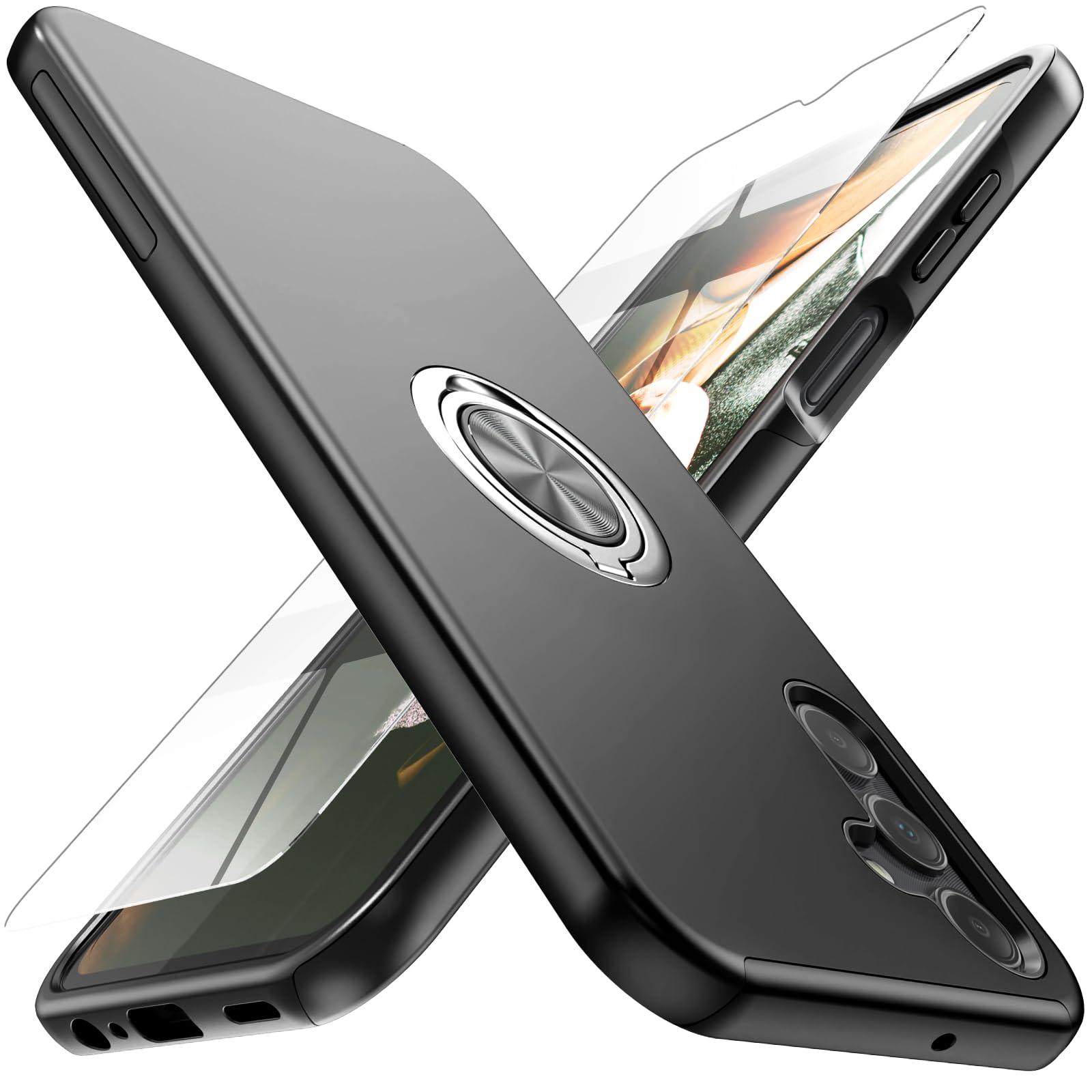 Amazon.com: Yamink Case for Samsung Galaxy A15 5G with Tempered Glass Screen Protector,Hybrid 2 ...