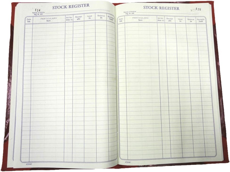 Atishay Stock Register Size - 34 x 22 cm - Full Cloth Hard Bound, 1000 ...