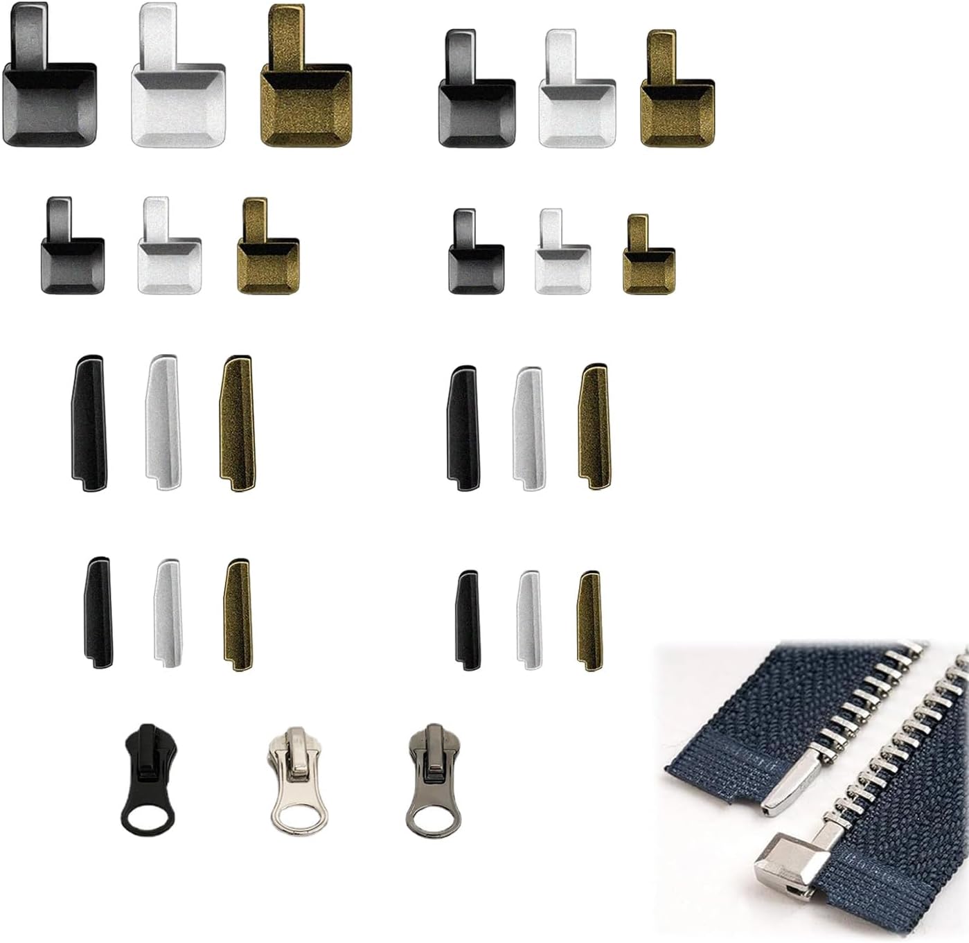 Amazon.com: 48pcs Zipper Head Slider, Zipper Latch Slider Retainer, 4 ...