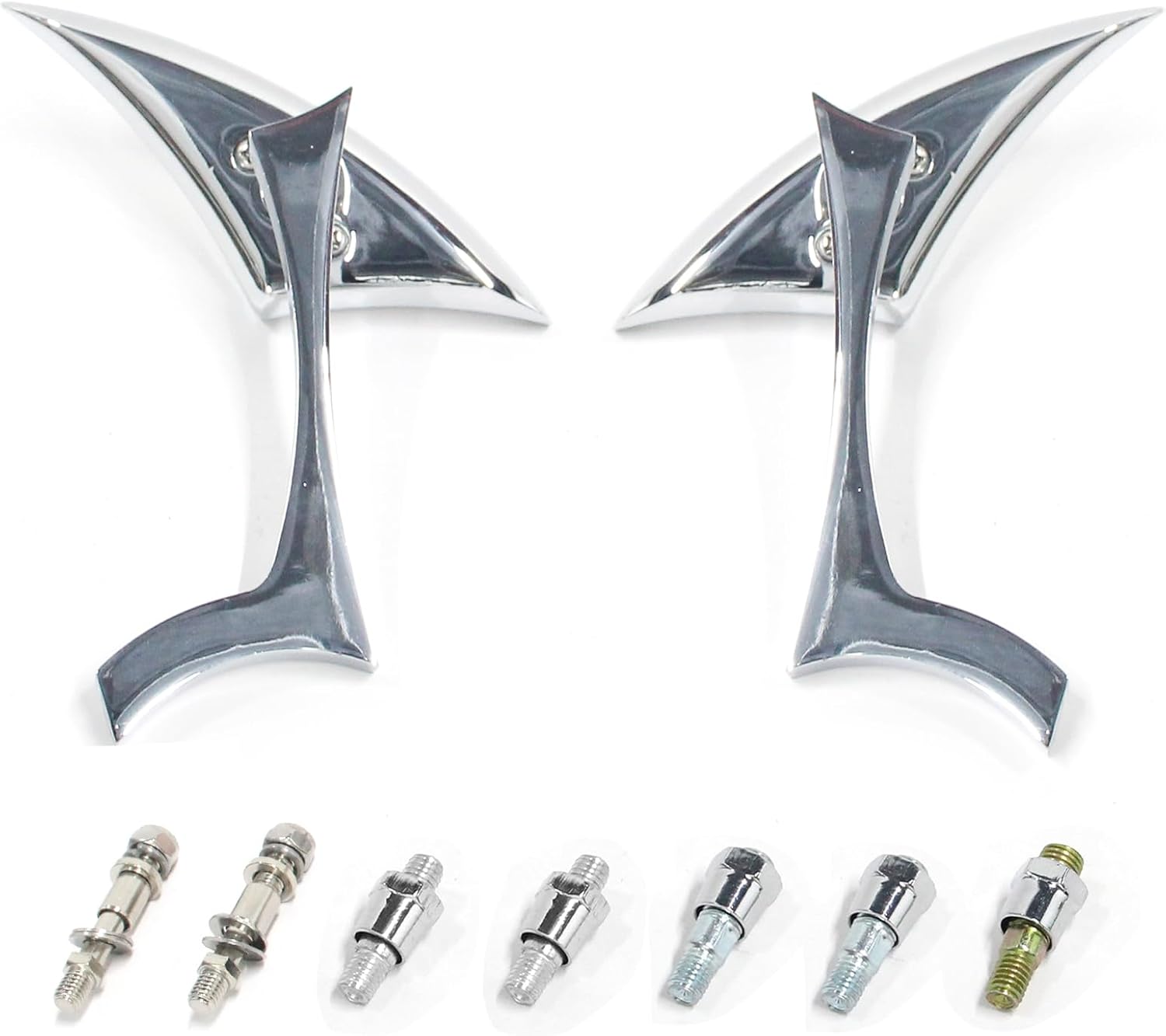 Amazon.com: Heran 8mm/10mm Universal Chrome Motorcycle Mirrors, Bat ...