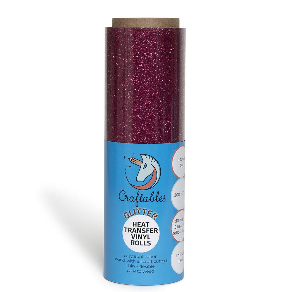 Amazon.com: Raspberry Glitter Heat Transfer Vinyl 8 ft. Roll HTV - Easy ...