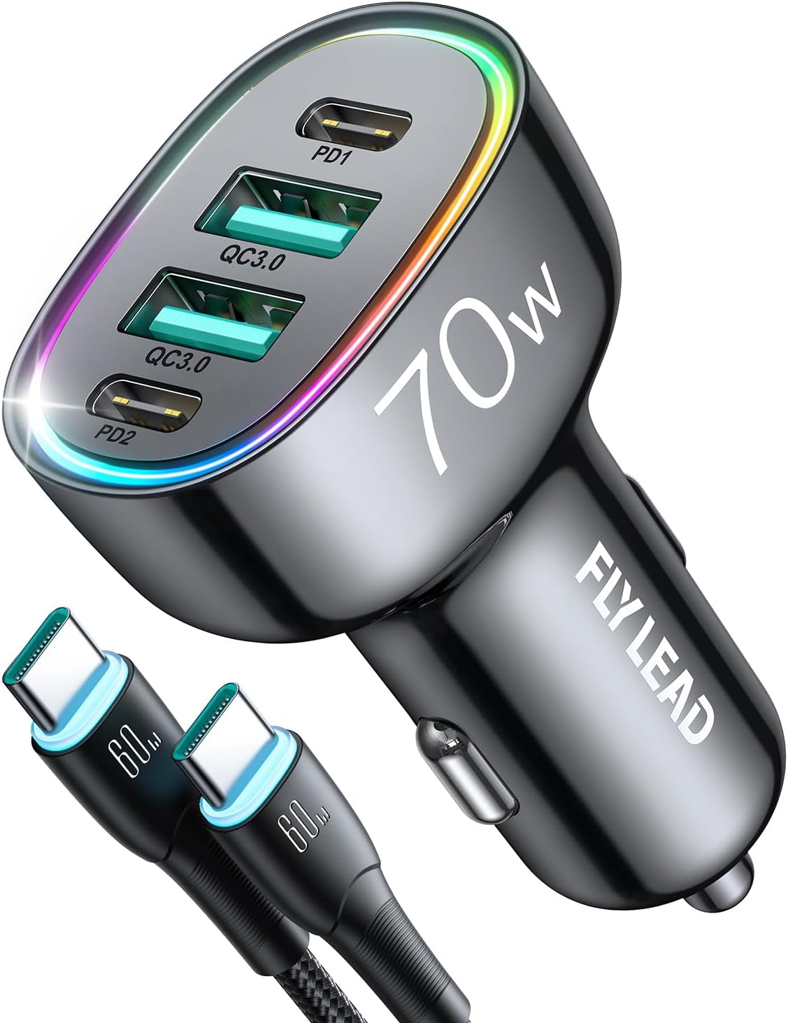 Amazon.com: FLYLEAD 70W 4 Ports Car Charger [A Must for Family Travel ...