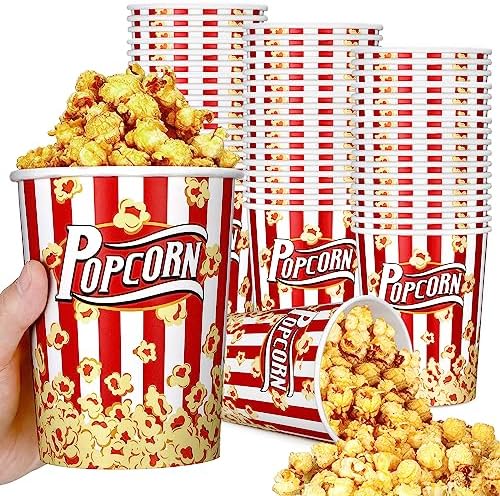 Amazon.com: Tanlade 32 oz Disposable Popcorn Buckets 50 Pack Paper ...