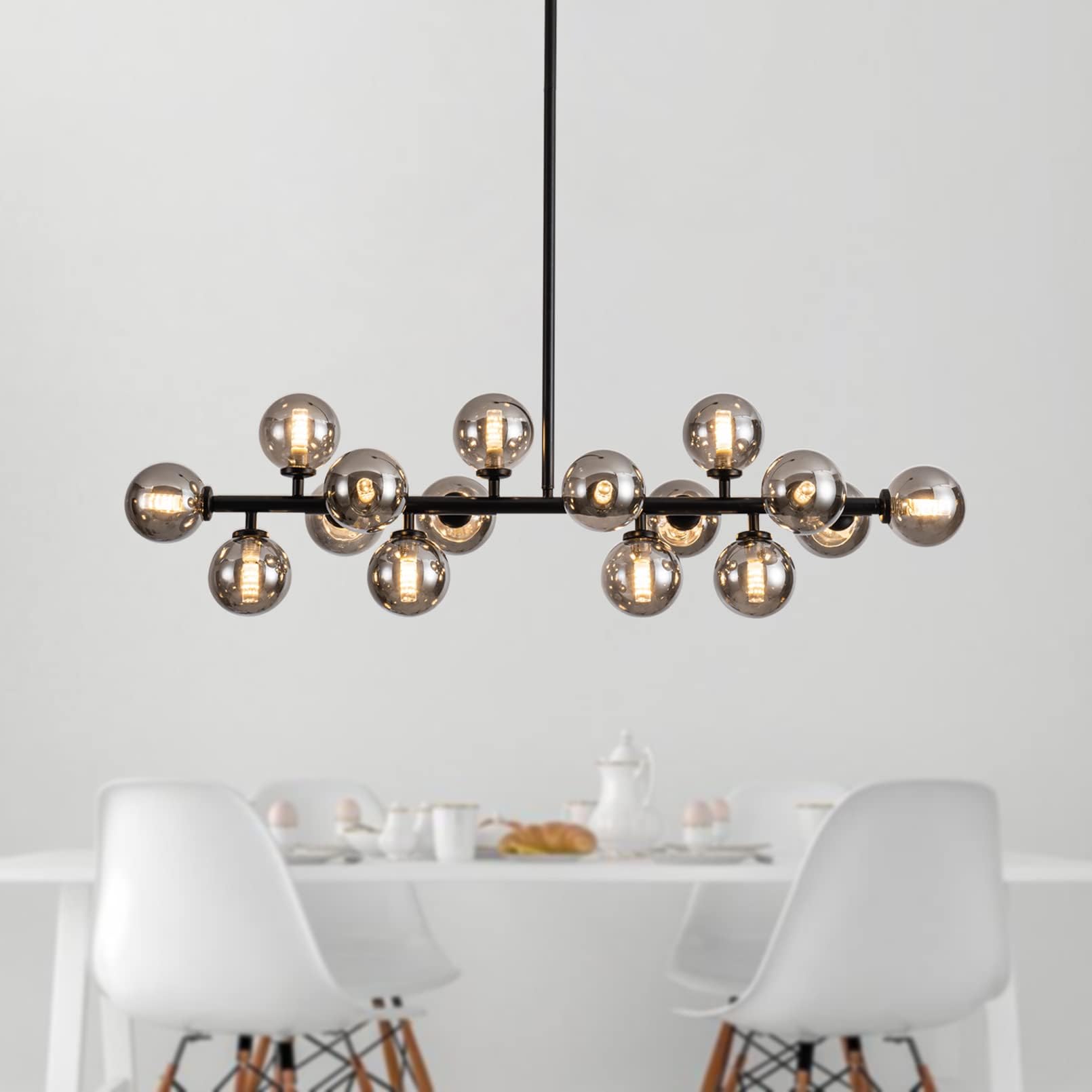 Possini Euro Design Vasa Matte Black Gold Island Linear Pendant ...
