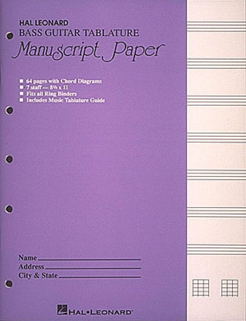 Bass Guitar Tablature Manuscript Paper (Purple Cover): Hal Leonard Corp ...