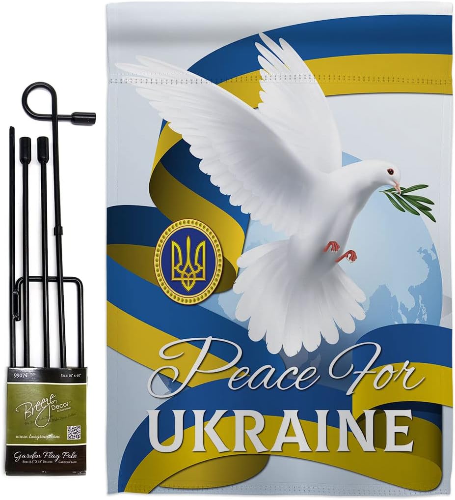 Amazon.com : Peace for Ukraine Garden Flag - Set with Stand Support ...