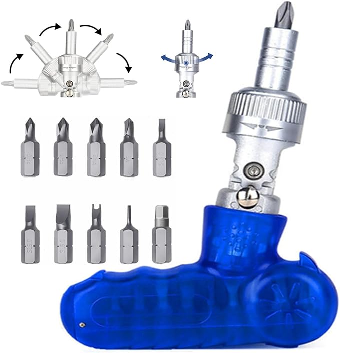 LZHDZQD 10 in 1 Ratcheting Screwdriver Set, 180° Rotating Ratchet ...