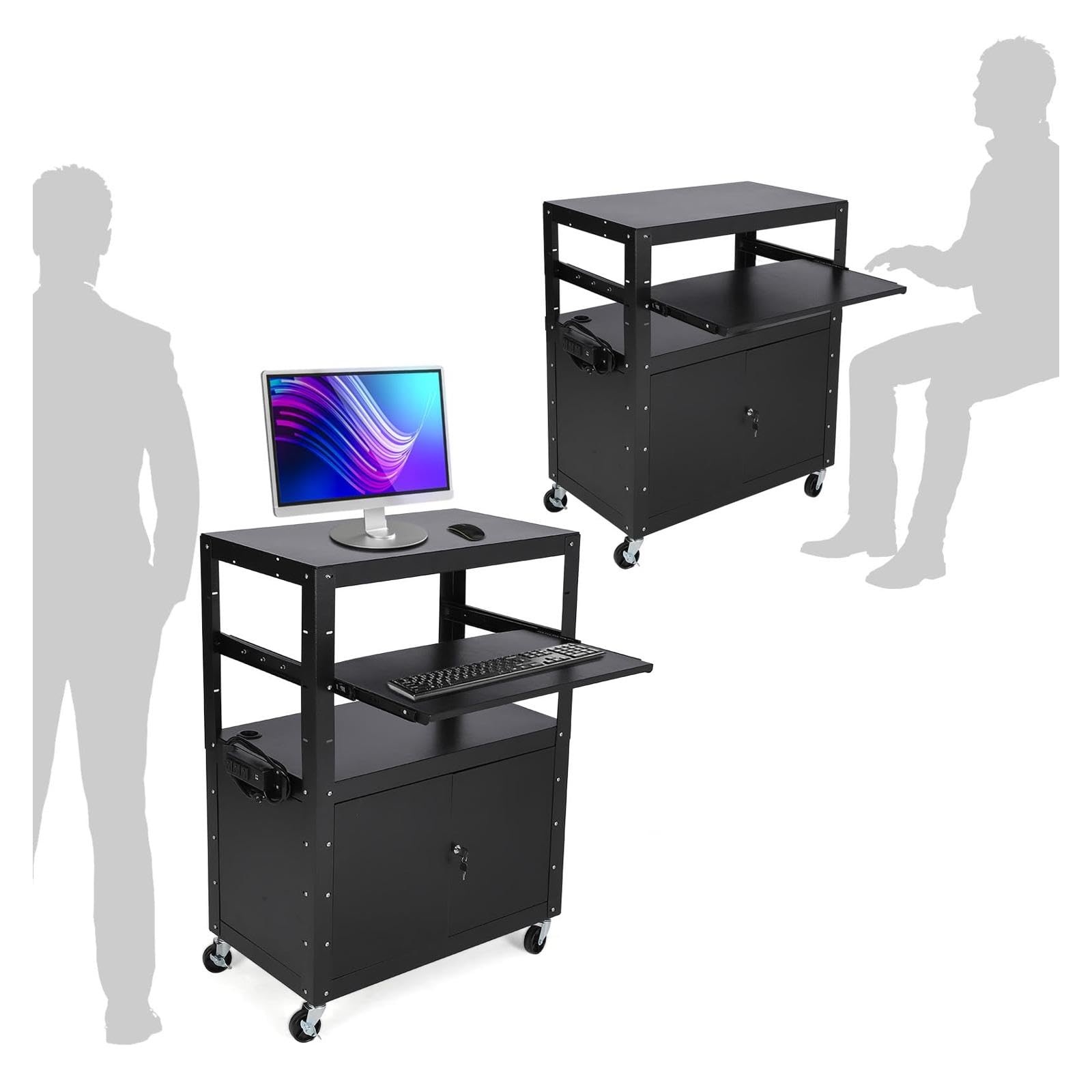 Snapklik.com : Height Adjustable Rolling AV Cart