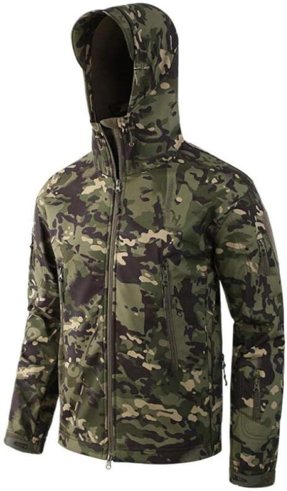 Men Hooded Jackets Soft Shell Camouflage Jacket Outdoor Waterproof ...