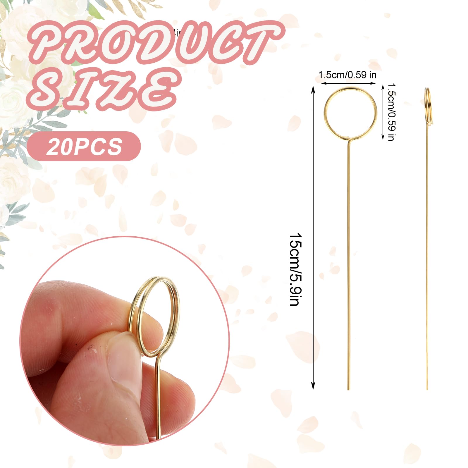 Picture Wire 20-Pack Floral Wire Card Holders - Round Metal Clips For ...