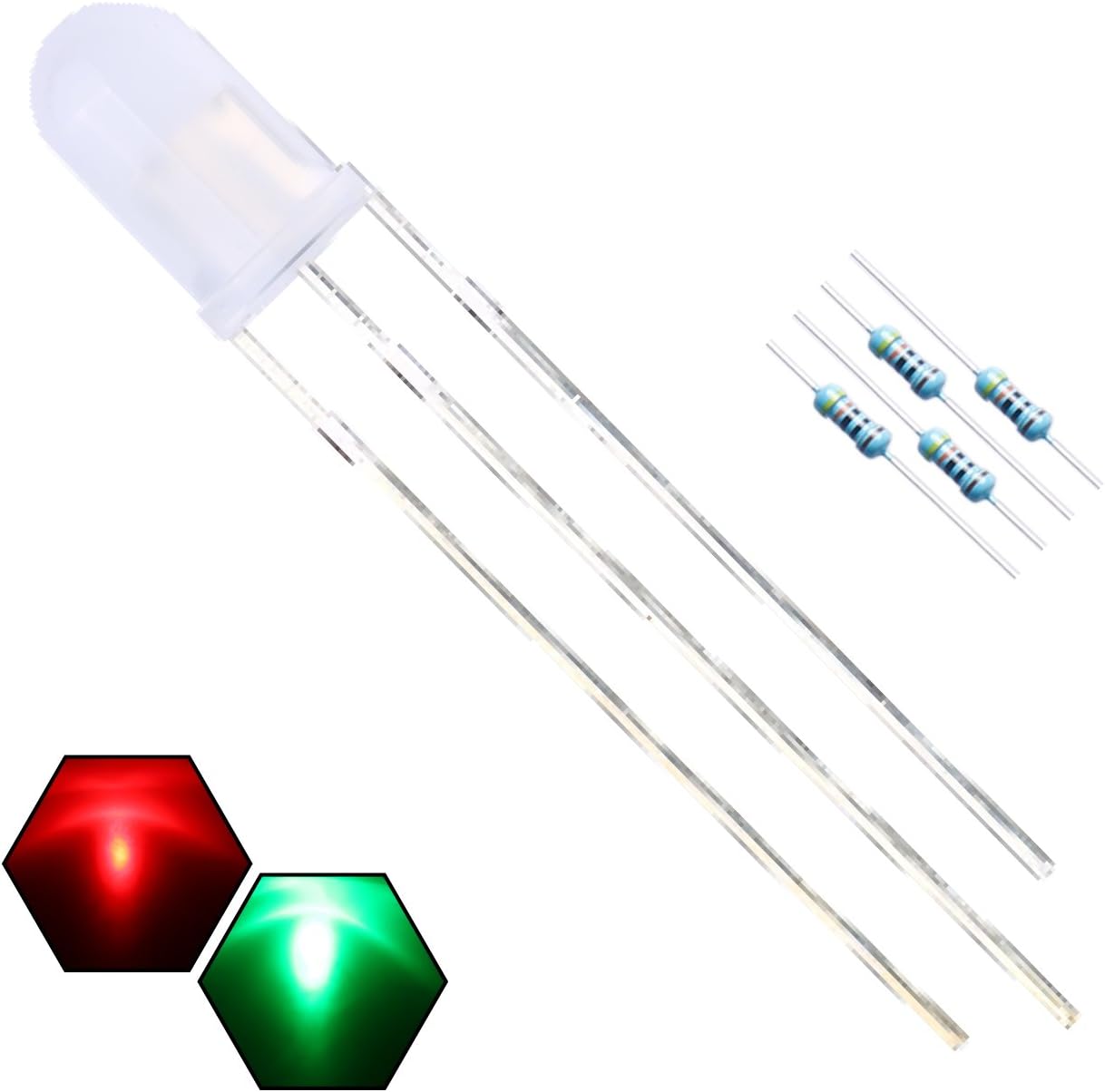 Amazon.com: 100PCS 5mm Dual Bi Color Polar Changing Red/Green Led ...