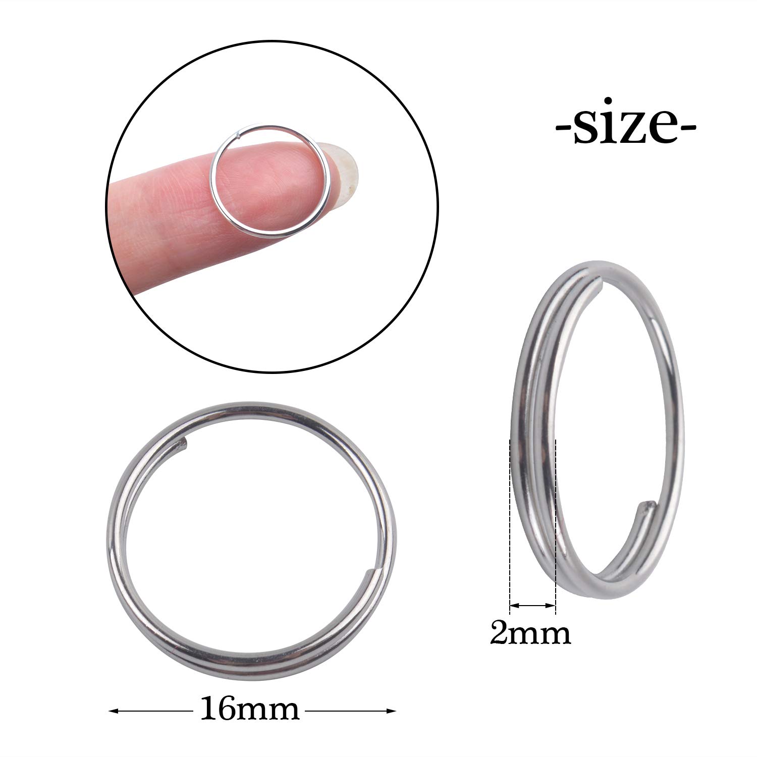 Snapklik.com : 200 Pieces Metal Split Rings, 16mm Nickel Plated Double ...
