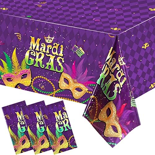 Amazon.com: durony 2 Pack Mardi Gras Plastic Tablecloth Mardi Gras ...