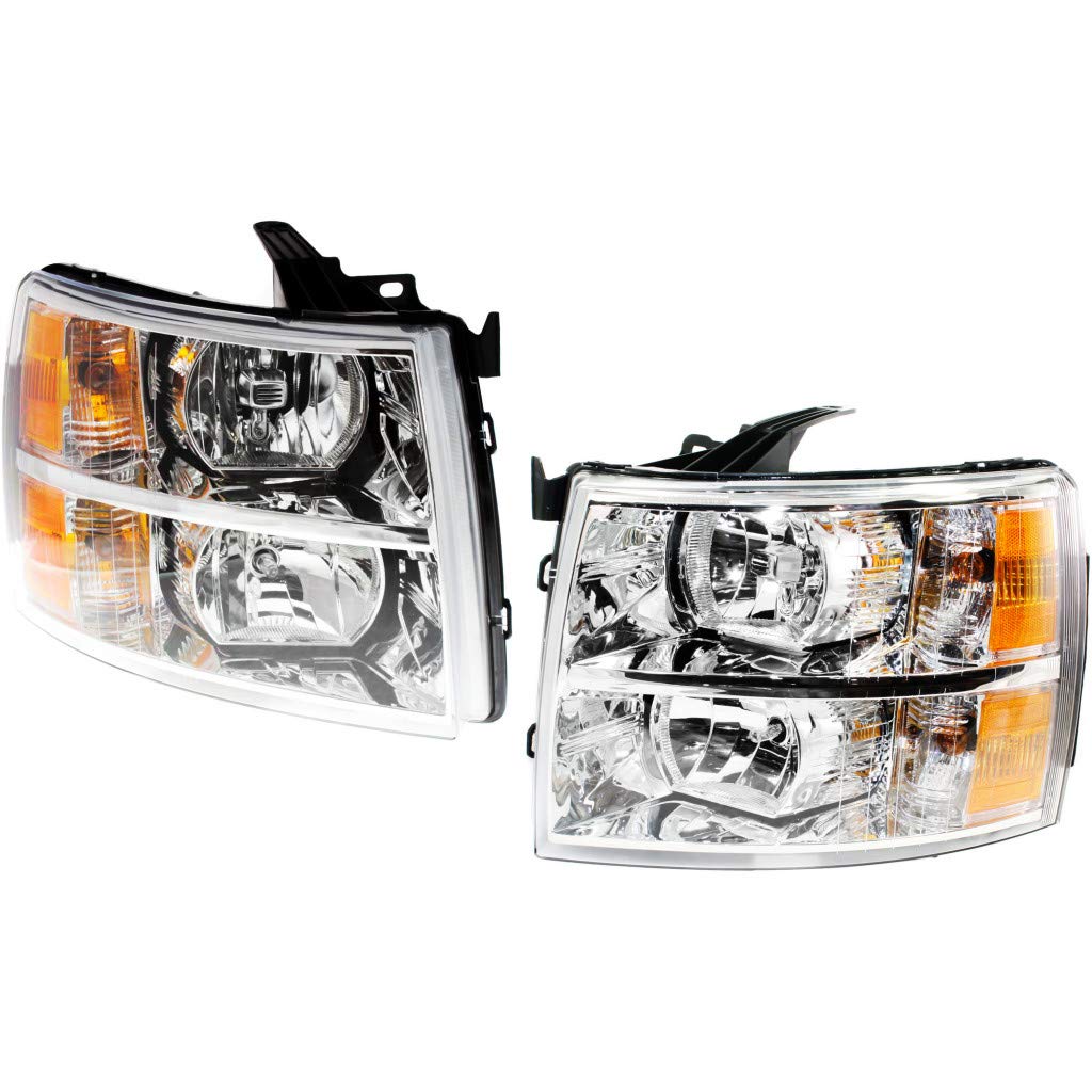 Amazon.com: For Chevy Silverado 1500 Headlight Assembly 2007-2013 Pair ...