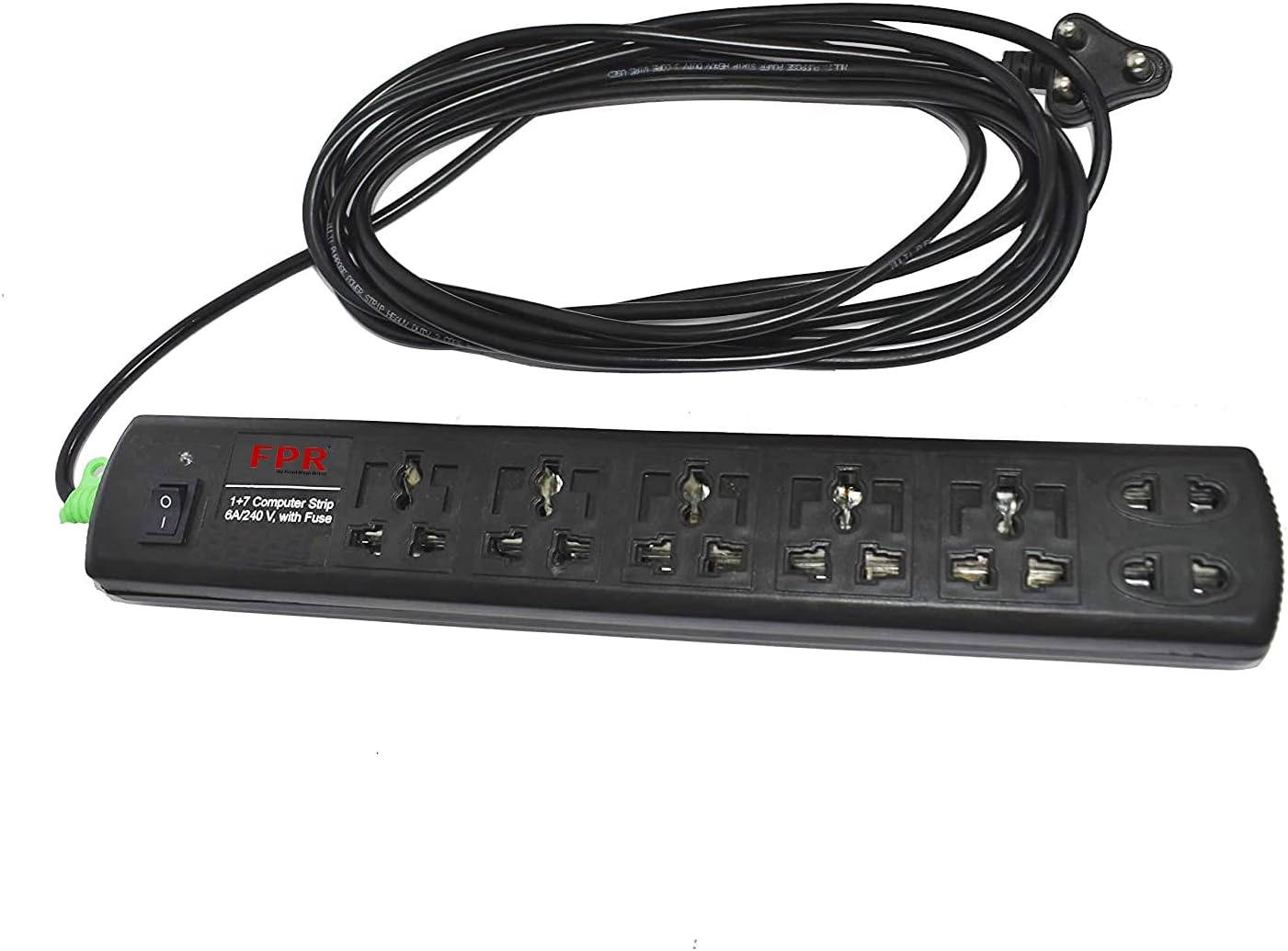 FPR 5 Meter Long Wire Extension Cord 6 Amp-250 Volts 7+1 Computer Spike ...