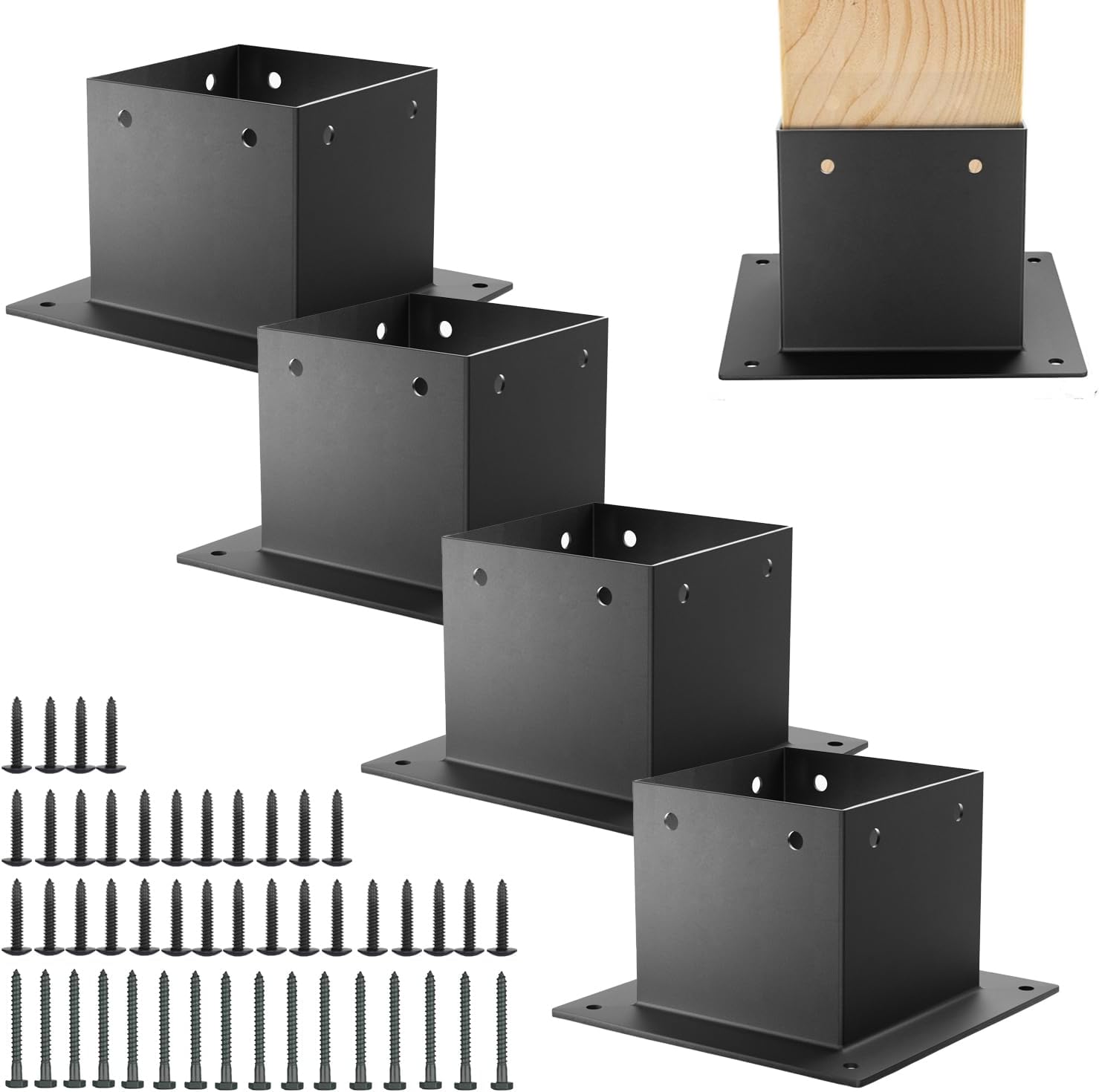 4"x 4" Wet Concrete Fence Post Anchor 2 Pcs(Inner Dia 3.6"x3.6") Heavy ...