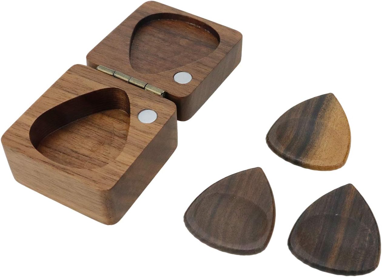 Amazon.com: Geesatis Guitar Pick Box Storage Wooden Guitar Picks Case ...