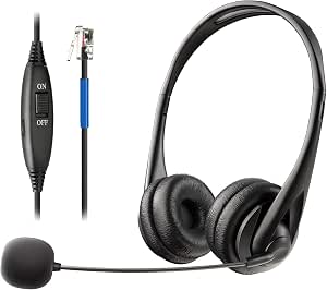 Amazon.com: Phone Headset RJ9 with Microphone and Mic Noise Cancelling ...