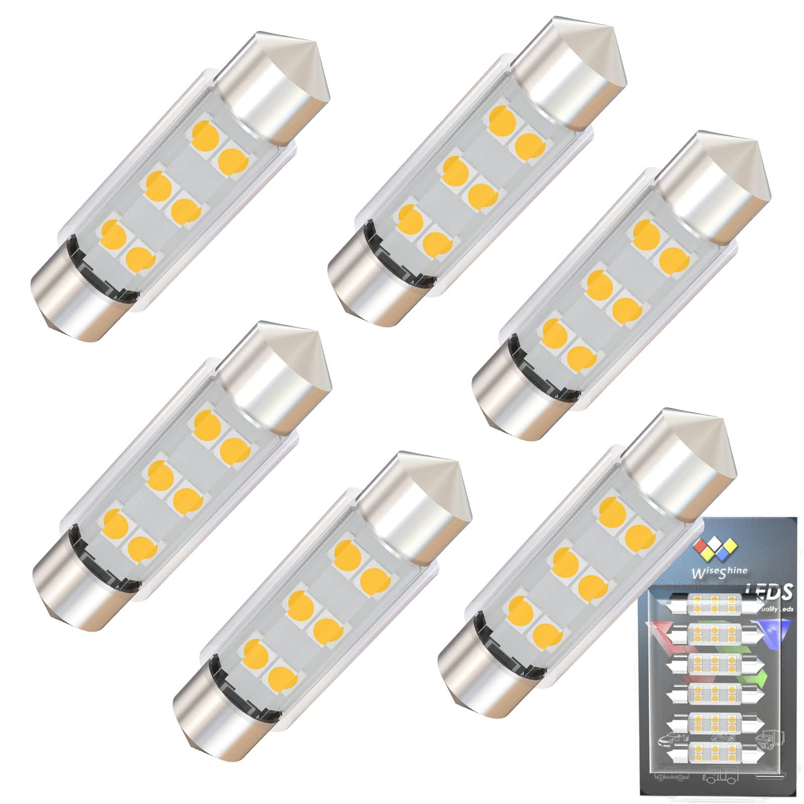 Amazon.com: Wiseshine Festoon 6418 6411 LED Bulb 38mm 39mm,C5W LED ...