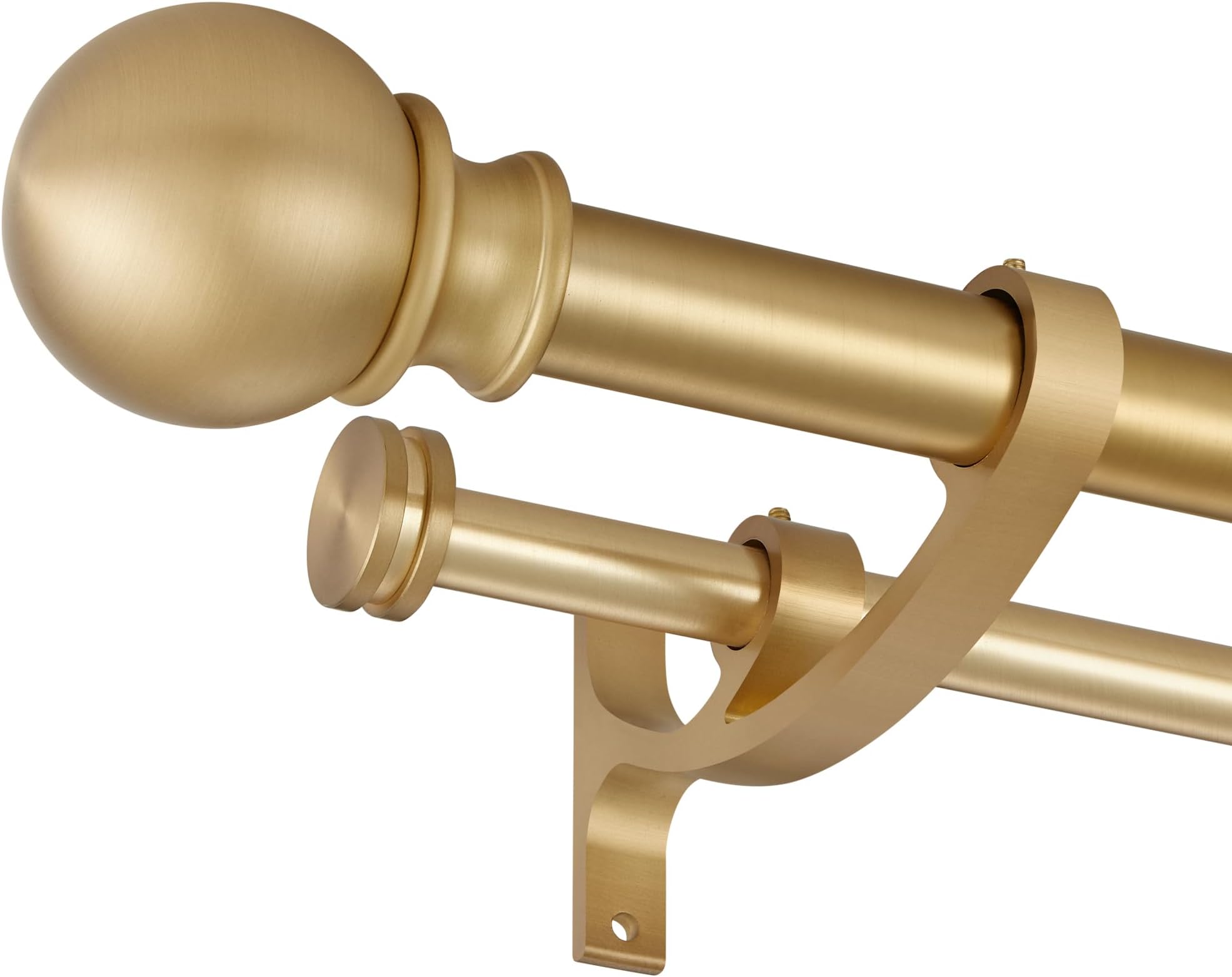 Lwiiom Double Curtain Rods with Aluminum Bouquet Brackets and Round ...