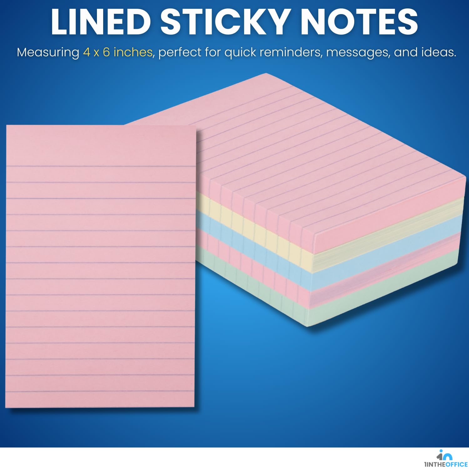 Snapklik.com : 1InTheOffice Lined Sticky Notes 4x6, Sticky Note Pads ...