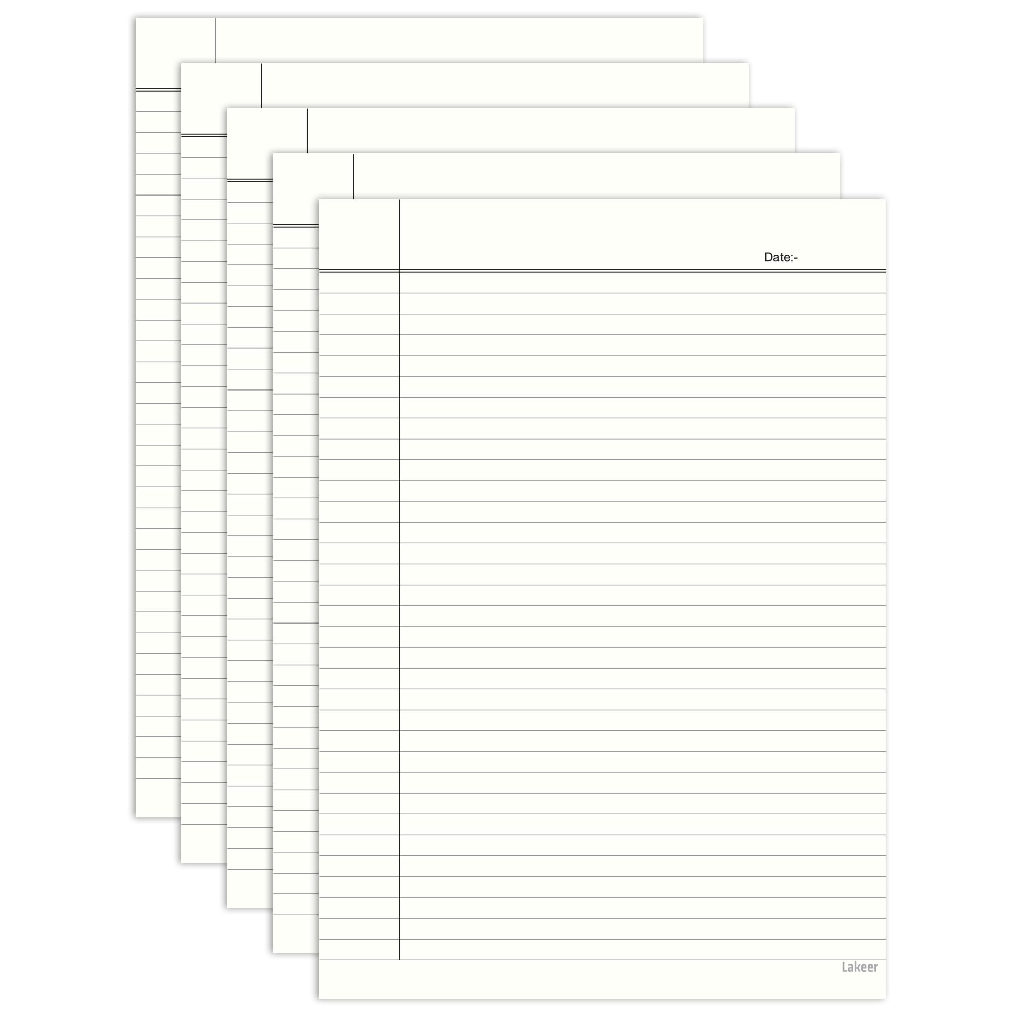 Lakeer A4 Single Side Ruled Paper - 100 GSM Thick Paper, Pack of 100 ...