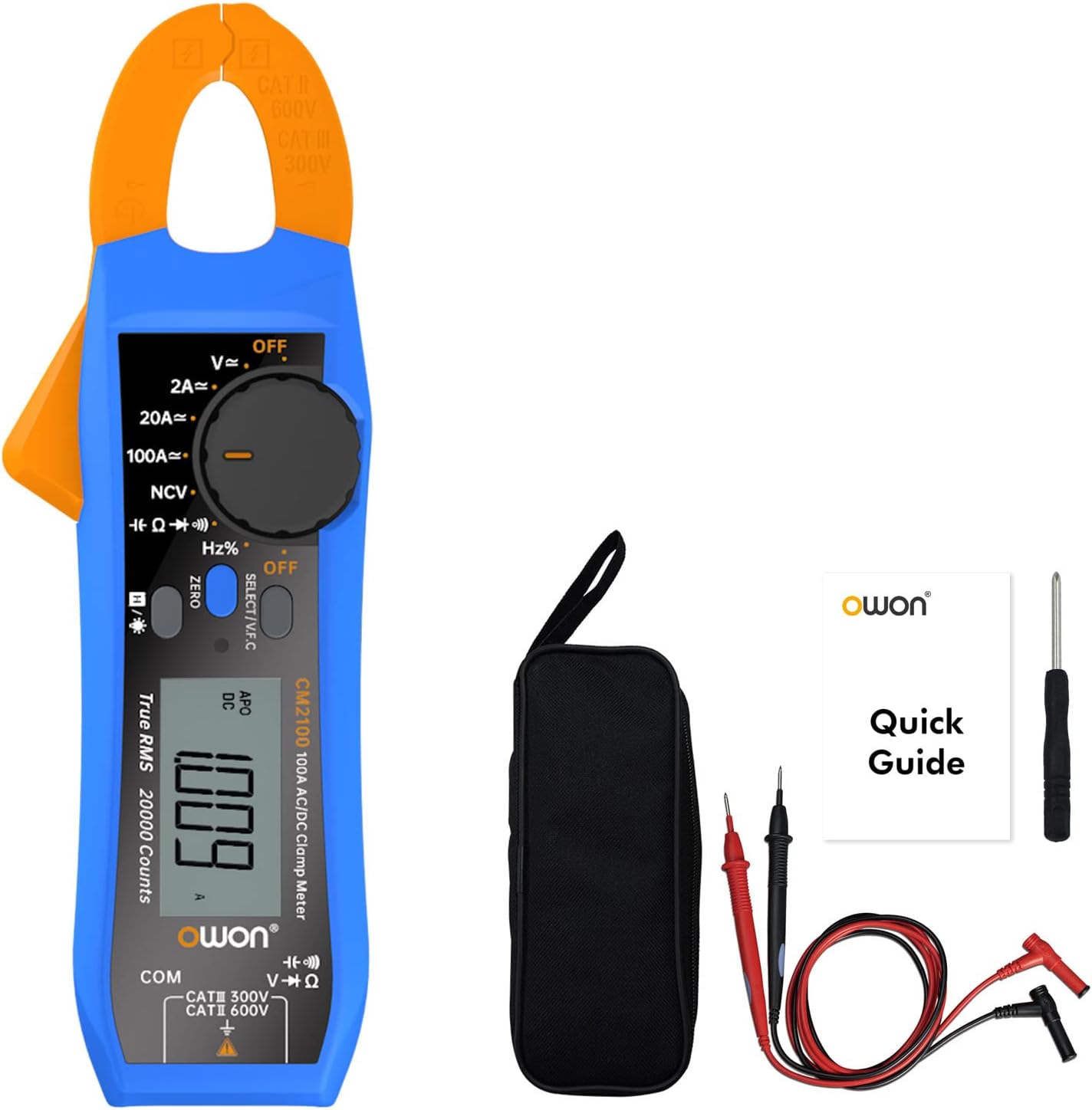OWON CM2100 Mini Digital Clamp Meter 100A AC DC Current Voltage True ...