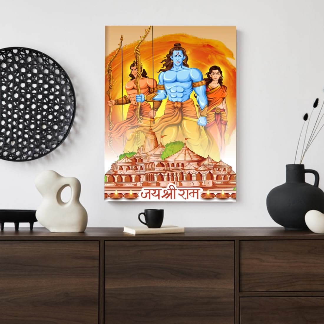 ORDERSHOCK Ayodhya Ram Mandir with Lord Rama Wall Sticker for Puja Room ...