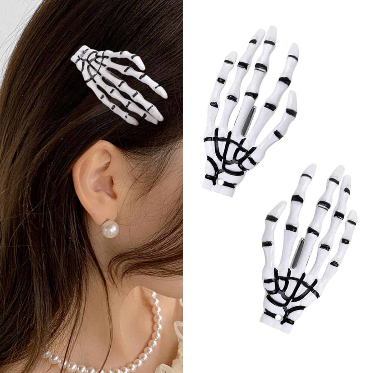 Amazon.com : 2Pcs Halloween Hair Clips for Girls Women White Ghost Hand ...