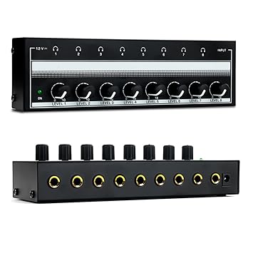 8 channel 6.35mm TRS or 3.5mm HiFi Audio mixer Headphone Amplifier ...
