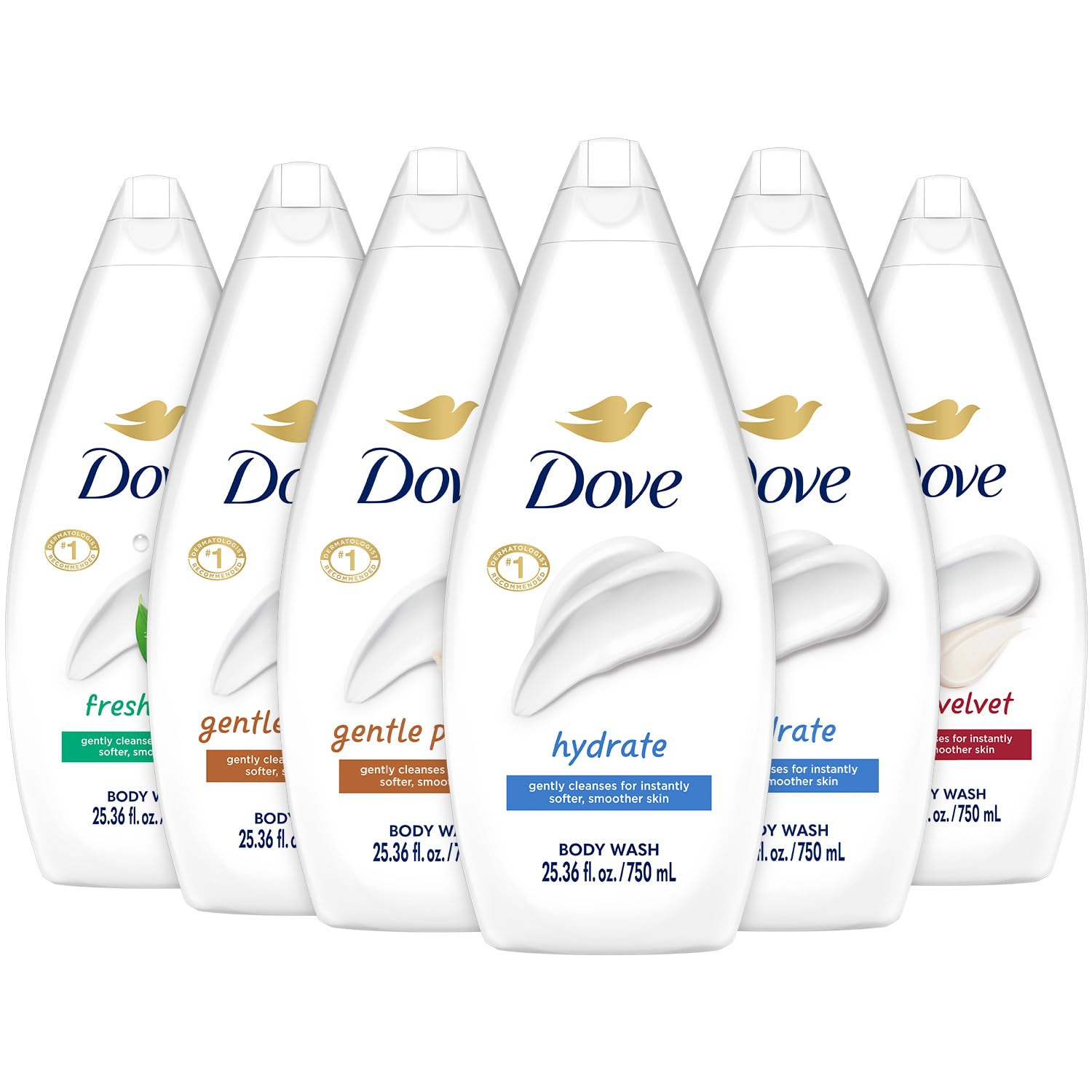 Amazon.com : Dove Body Wash Value-Size Variety 6-Pack – Hydrate, Gentle ...