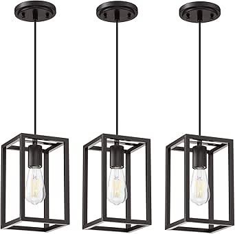 Dolaimy House 3 Pack 1 Light Adjustable Rustic Farmhouse Pendant Light ...