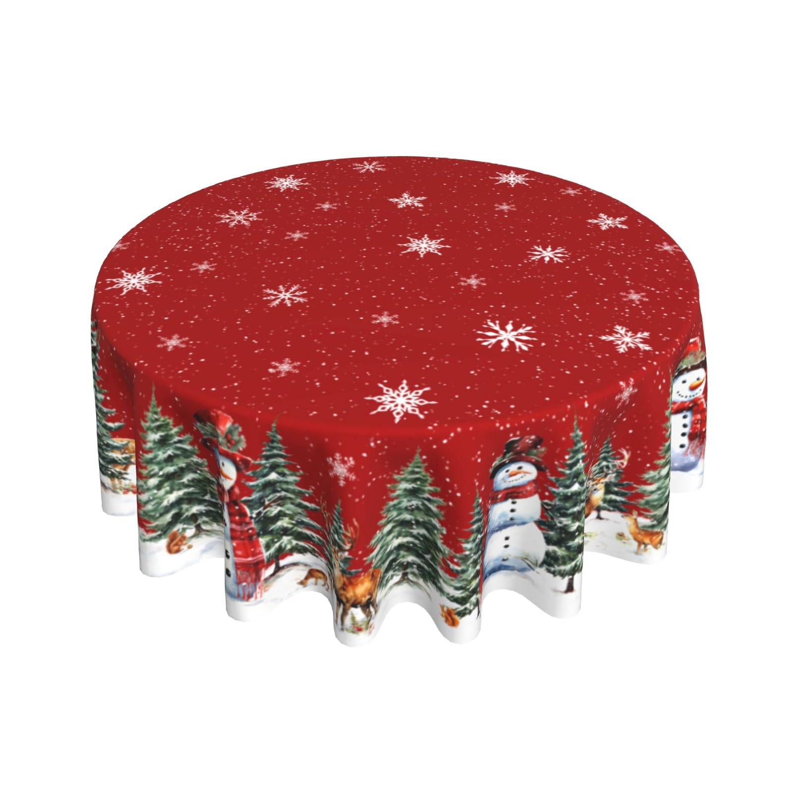 Amazon.com: Giwawa Christmas Red Round Tablecloth 60 Inch Snowman ...