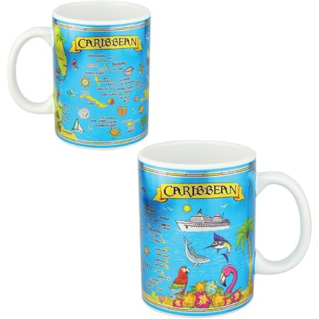 Amazon.com: Rockin Gear Mug Caribbean Islands Map Souvenir Gift Mugs ...