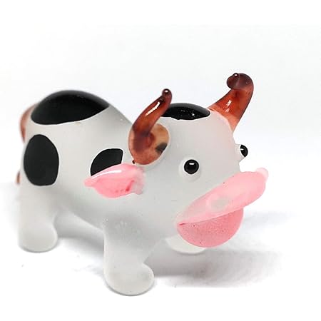 Amazon.com: QFkris Mini Cow Sculpture Hand Blown Glass Animal Art Farm ...
