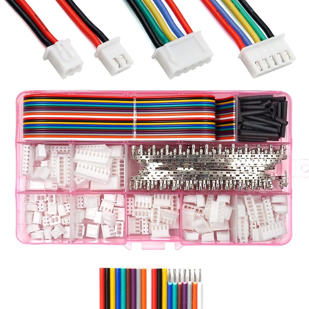 XH 2.54mm Connectors Pin Header and Ribbon Cables Wires Kit Compatible with JST-XH Connector 2/3 ...