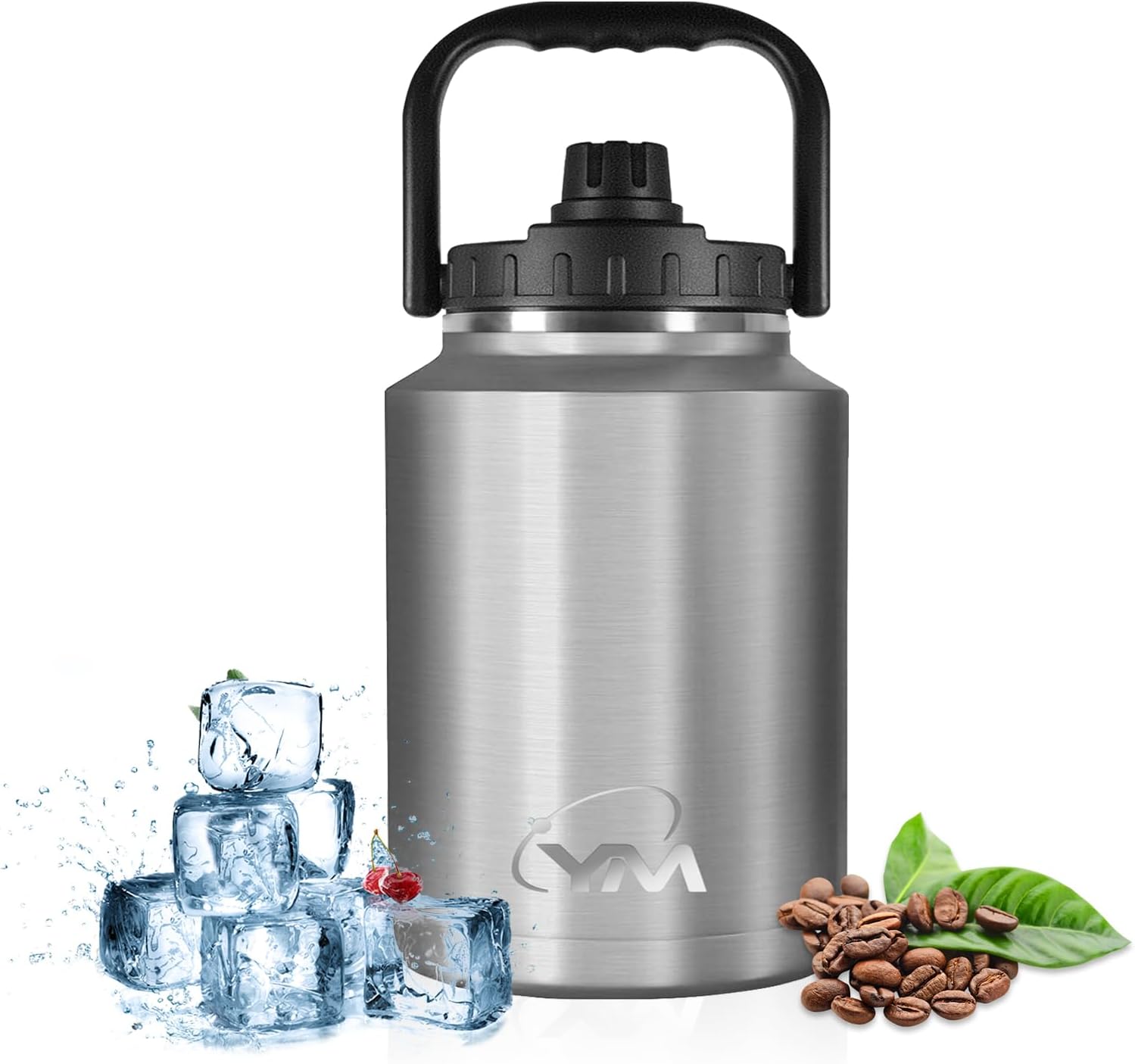 Amazon | ASAKA アイスコンテナ ジャグ 1900ml 大容量水筒 真空断熱 保温保冷 氷入れやすい 広口 直のみ 注ぎ飲み ハンドル付き 持ちやすい キズ防止 キャンプ 花見 ...