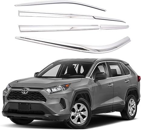 Rain Guards for Toyota RAV4 2019-2022 (6PCs) Chrome Finish Tape-On ...