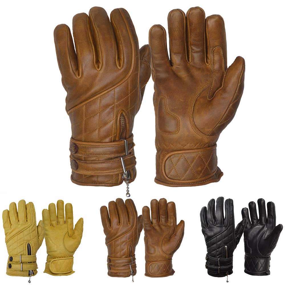 Buy GOLDTOP Mens Quilted Cafe Racer CE APPROVED Leather Motorcycle ...