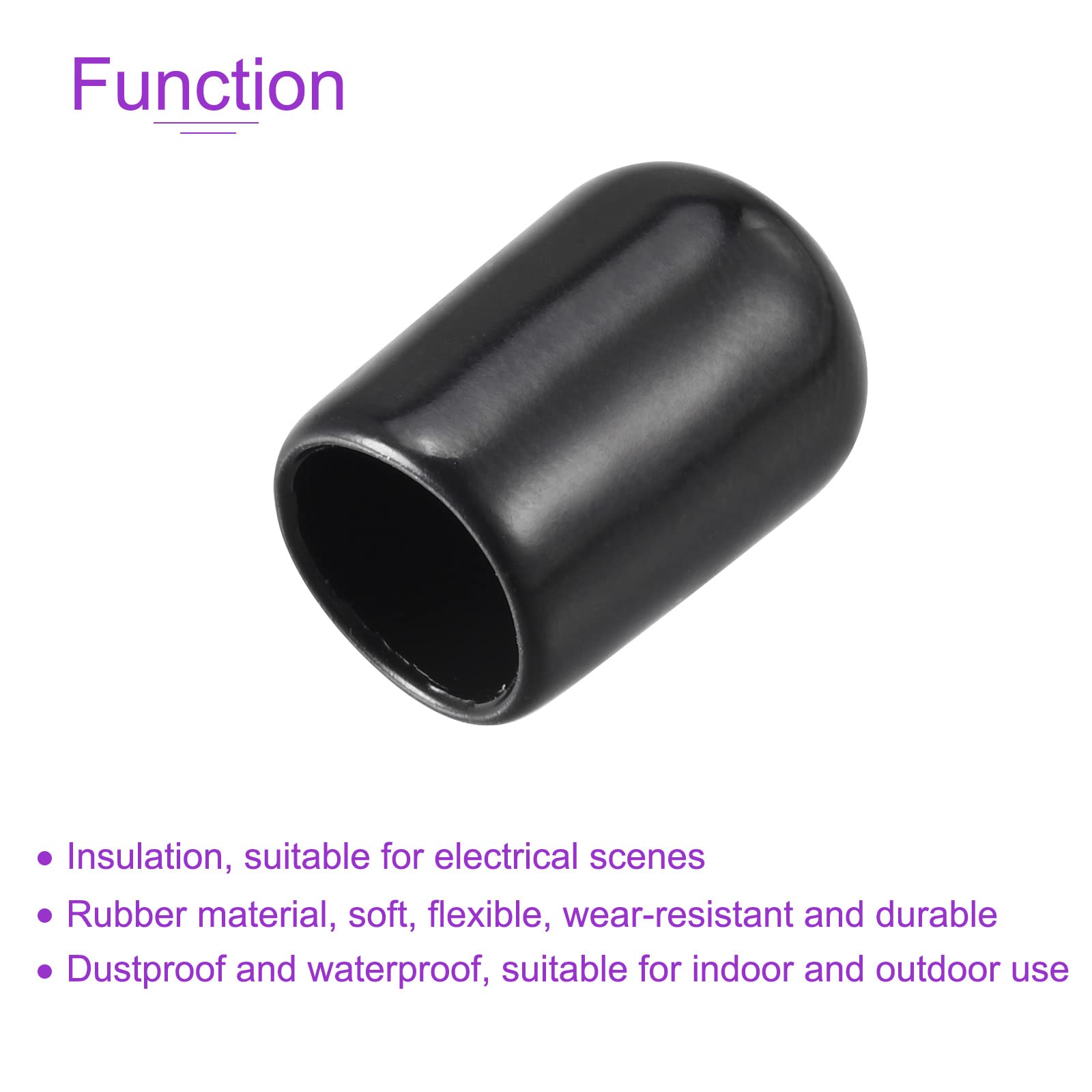 Snapklik.com : 50 Pack 3/8" ID Black Screw Thread Protectors Rubber End ...