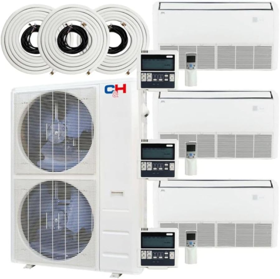 Amazon.com: 48,000 BTU 3 Zone Universal Floor/Ceiling Tri Zone Ductless ...