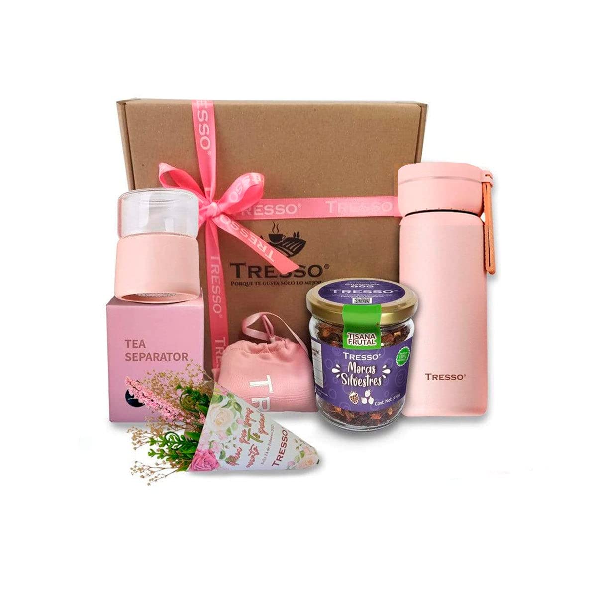 Tresso Kit Termo Acero Inoxidable color Rosa y Tisana Moras Silvestres ...