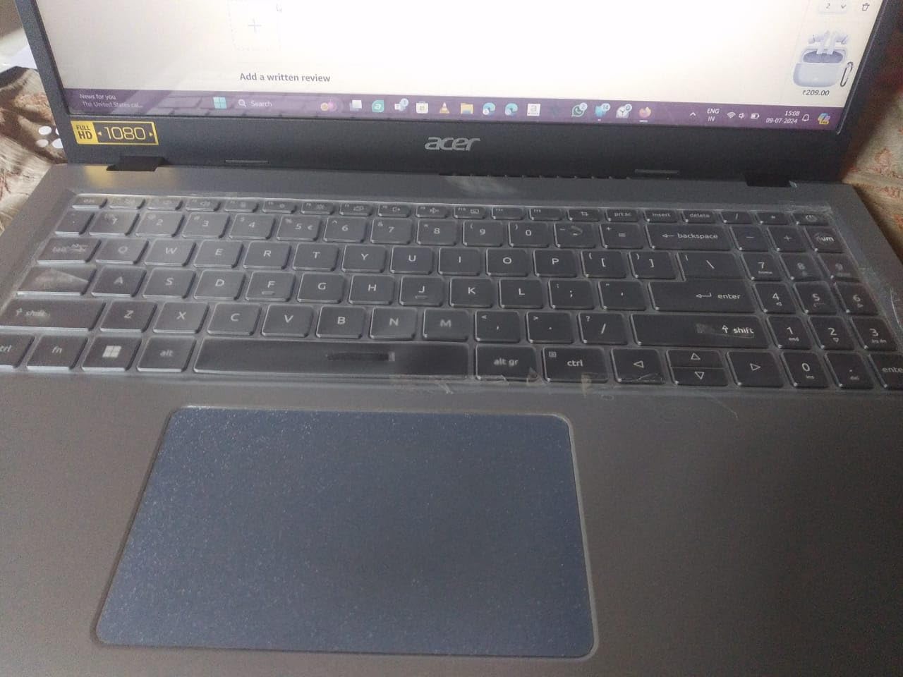 RAYA Silicone Keyboard Cover for Acer Nitro V (ANV15-41 / ANV15-51 ...