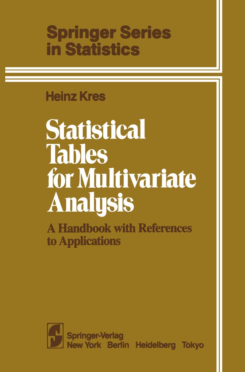 Statistical Tables for Multivariate Analysis: A Handbook with ...