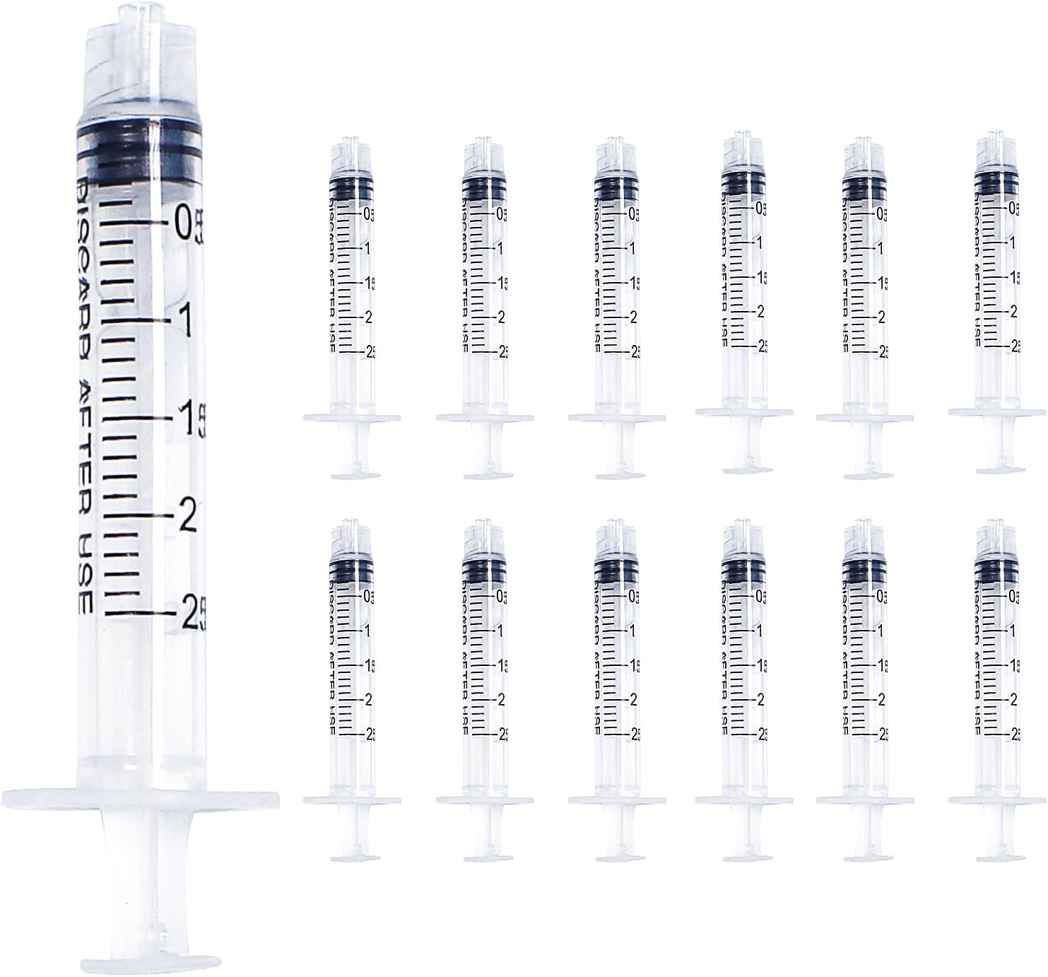 20 Pack 2ml/2.5ml Syringe Luer Lock Sterile Individual Wrap, Plastic Syringes without Needle for ...