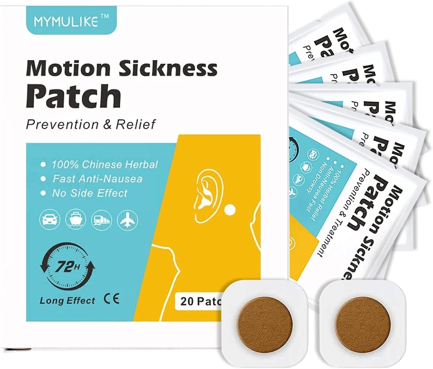 Motion Sickness Patch 20Pcs MYMULIKE Sea Sickness Patches Relieve motion-sickness-patch-20pcs-mymulike-sea-sickness-patches-relieve